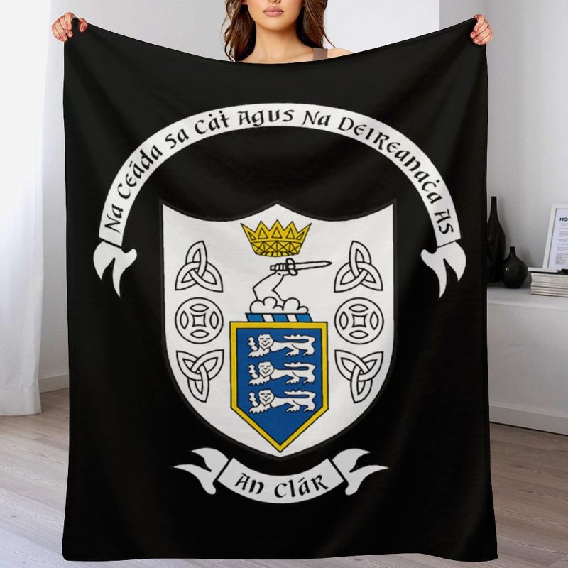 Clare GAA Plush Blanket – 50x60" Soft County Throw (White Or Black ...