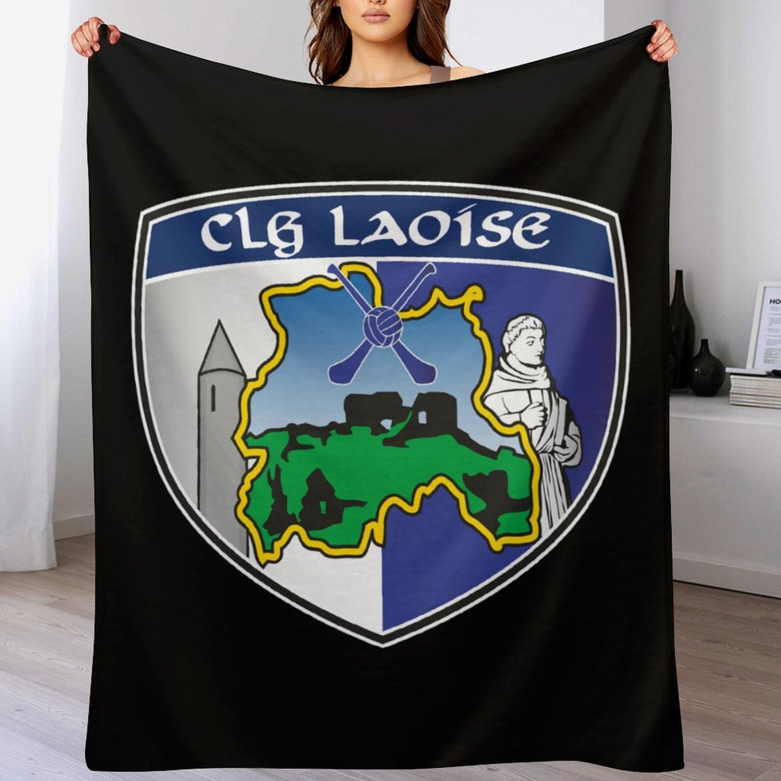 Laois GAA Plush Blanket – 50x60" Soft County Throw (White Or Black ...