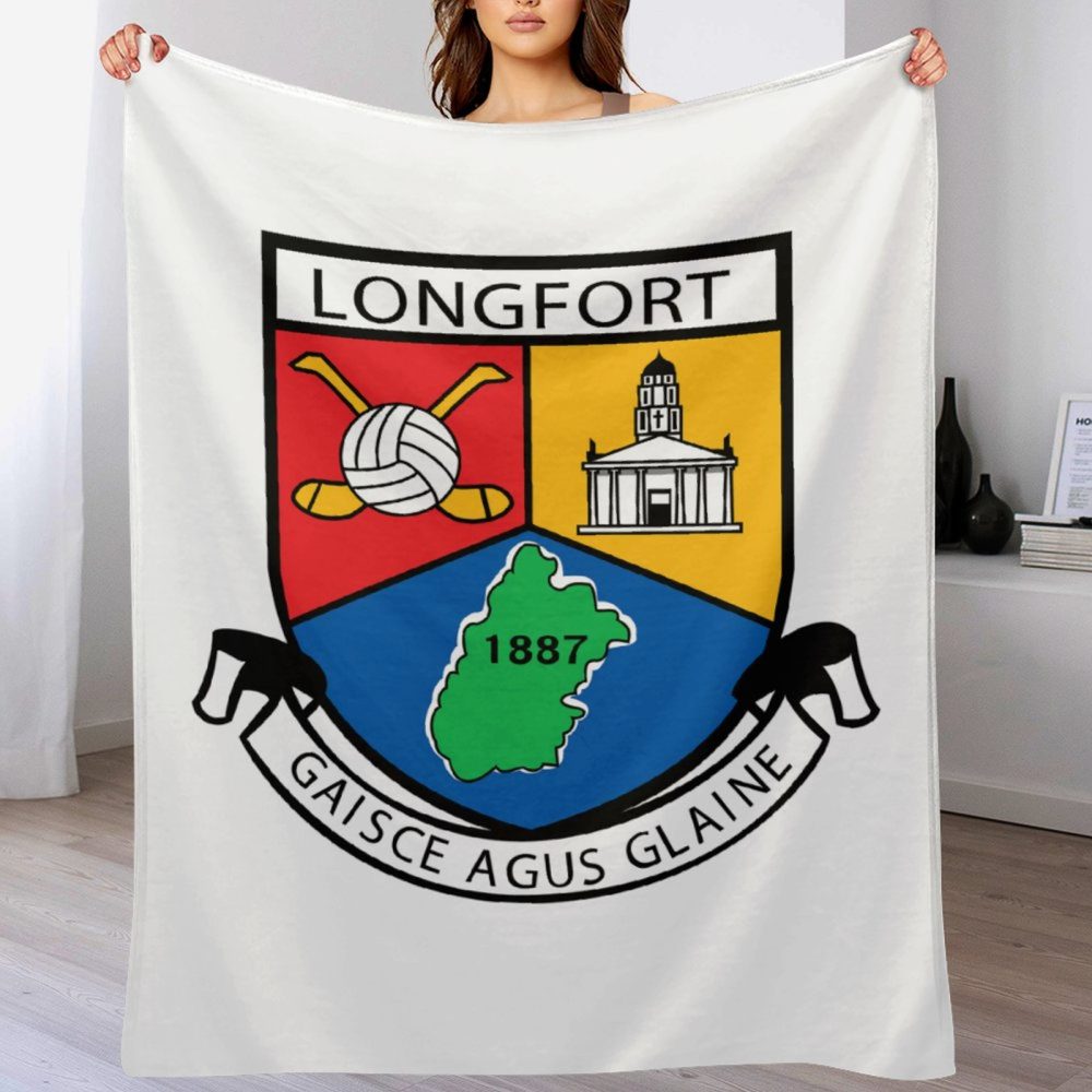 Longford GAA Plush Blanket – 50x60" Soft County Throw (White Or Black ...