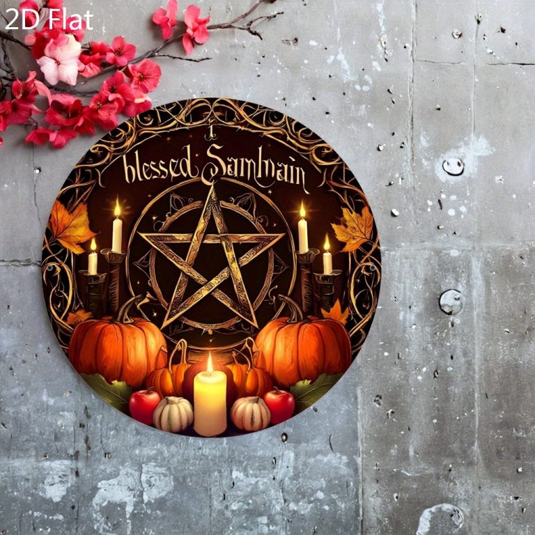 Vintage Halloween Blessed Samhain Mystical Pentagram Wall Decor