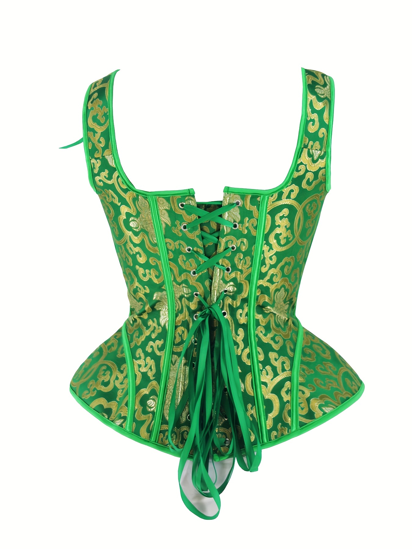 Women’s Vintage Irish Celtic Corset Top – Green & Golden Bustier